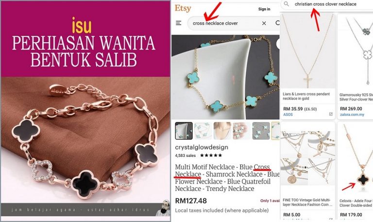 Kaitan Perhiasan Wanita Bentuk Daun Clover & Kristian - Islam Itu Indah